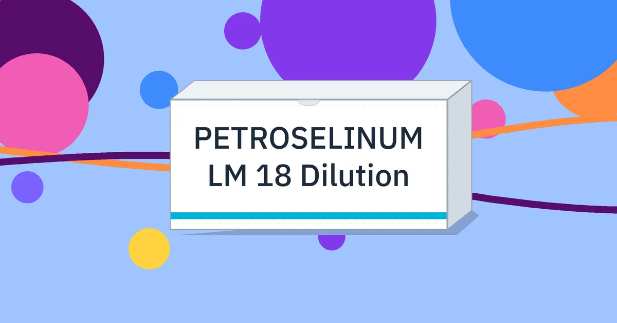 Symbolbild: Packung mit der Aufschrift PETROSELINUM LM 18 Dilution (PZN 13636082) – Verfügbarkeit und Bezug in Apotheken in Frankfurt am Main