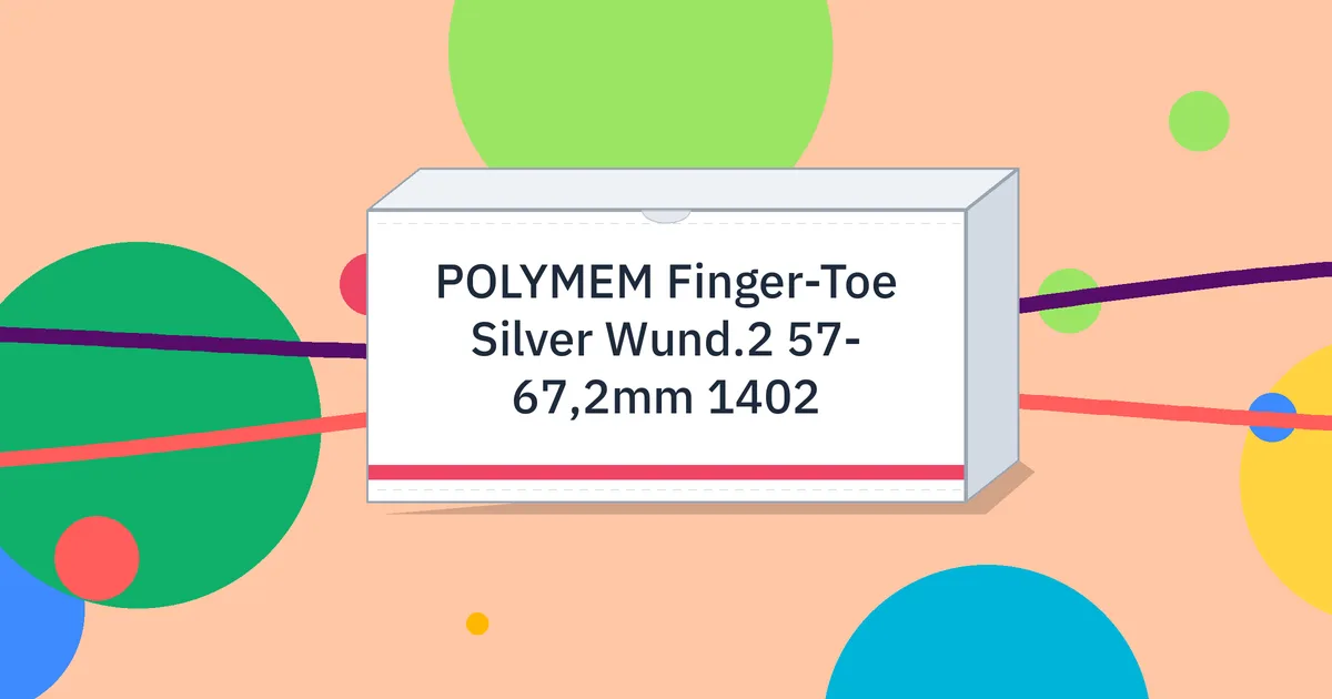 Symbolbild: Packung mit der Aufschrift POLYMEM Finger-Toe Silver Wund.2 57-67,2mm 1402 (PZN 12451848) – Verfügbarkeit und Bezug in Apotheken in Frankfurt am Main