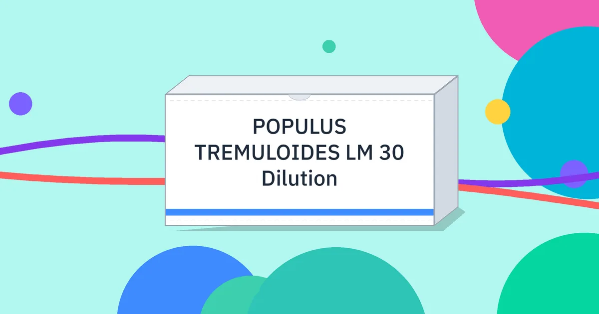 Symbolbild: Packung mit der Aufschrift POPULUS TREMULOIDES LM 30 Dilution (PZN 13664948) – Verfügbarkeit und Bezug in Apotheken in Frankfurt am Main