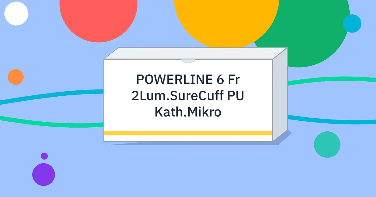 Symbolbild: Packung mit der Aufschrift POWERLINE 6 Fr 2Lum.SureCuff PU Kath.Mikro (PZN 14185003) – Verfügbarkeit und Bezug in Apotheken in Frankfurt am Main