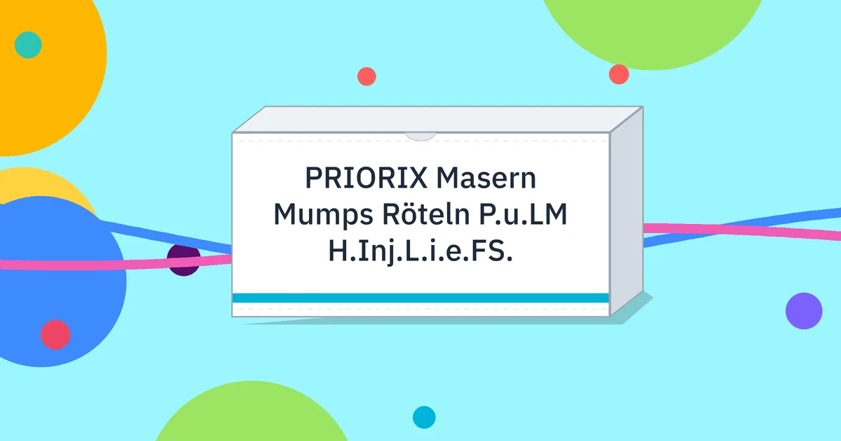 Symbolbild: Packung mit der Aufschrift PRIORIX Masern Mumps Röteln P.u.LM H.Inj.L.i.e.FS. (PZN 11015341) – Verfügbarkeit und Bezug in Apotheken in Frankfurt am Main