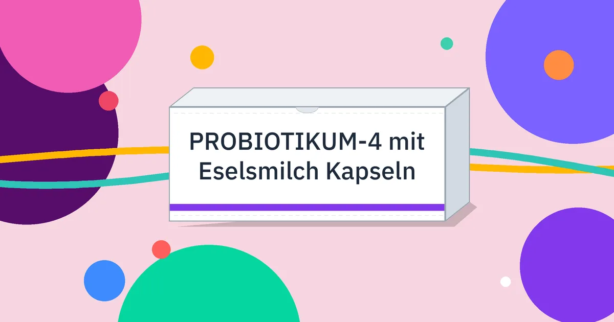 Symbolbild: Packung mit der Aufschrift PROBIOTIKUM-4 mit Eselsmilch Kapseln (PZN 19680144) – Verfügbarkeit und Bezug in Apotheken in Frankfurt am Main