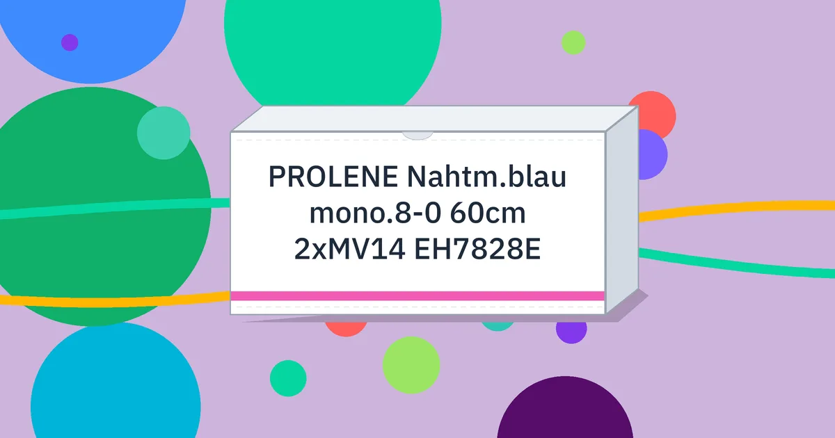 Symbolbild: Packung mit der Aufschrift PROLENE Nahtm.blau mono.8-0 60cm 2xMV14 EH7828E (PZN 20854796) – Verfügbarkeit und Bezug in Apotheken in Frankfurt am Main