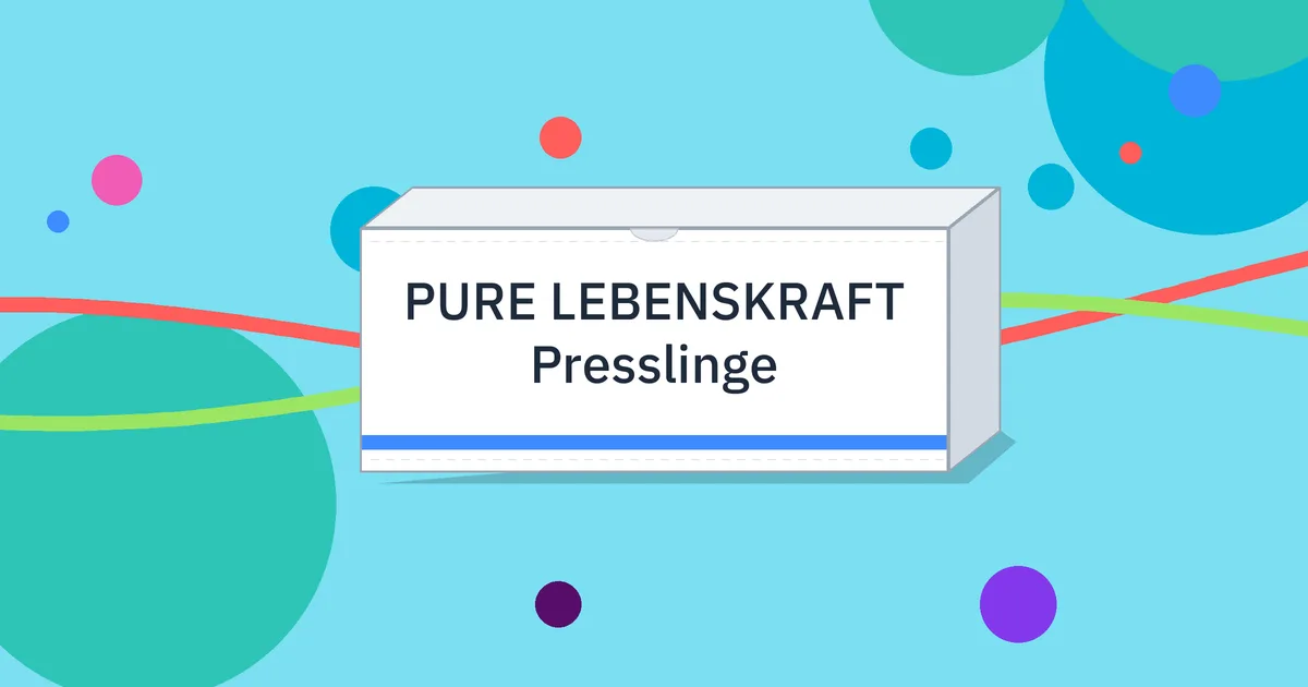Symbolbild: Packung mit der Aufschrift PURE LEBENSKRAFT Presslinge (PZN 14040606) – Verfügbarkeit und Bezug in Apotheken in Frankfurt am Main