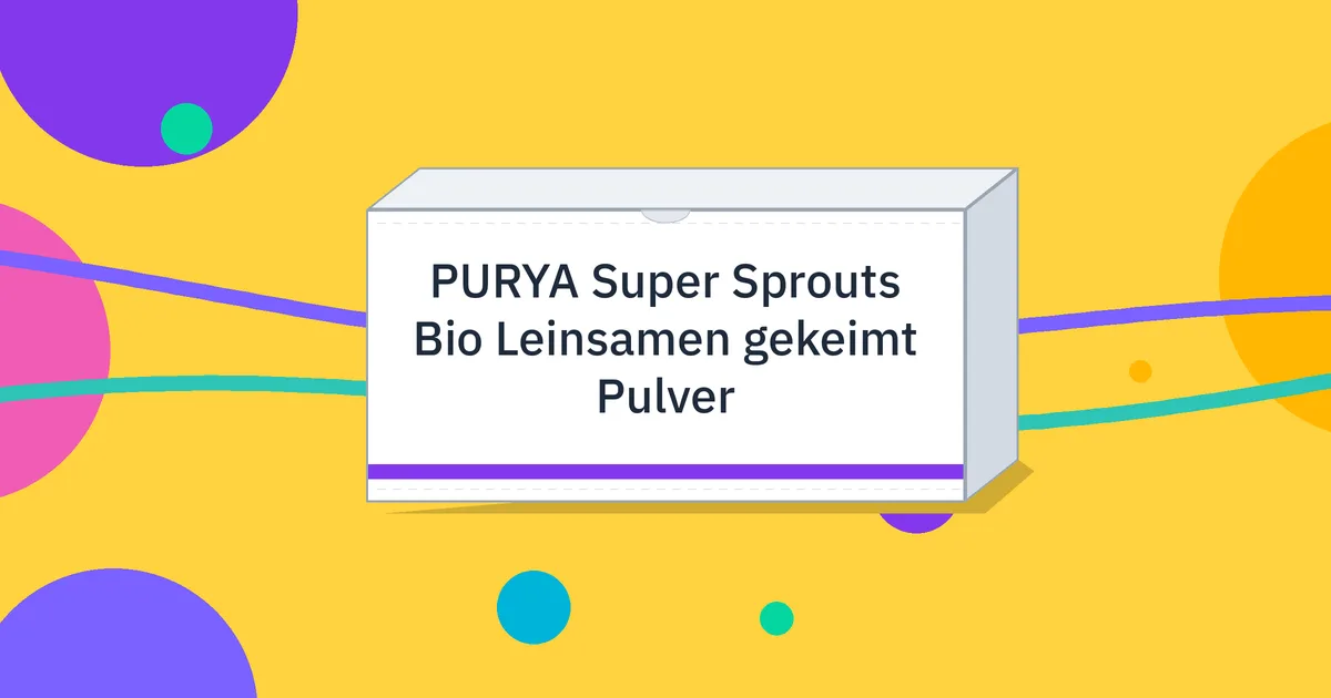 Symbolbild: Packung mit der Aufschrift PURYA Super Sprouts Bio Leinsamen gekeimt Pulver (PZN 14337068) – Verfügbarkeit und Bezug in Apotheken in Frankfurt am Main