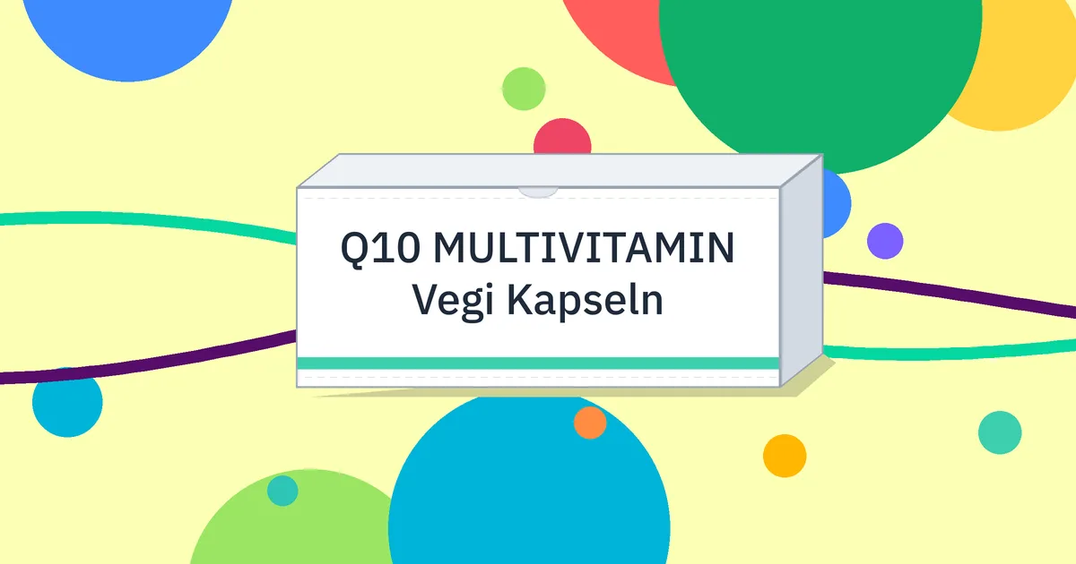 Symbolbild: Packung mit der Aufschrift Q10 MULTIVITAMIN Vegi Kapseln (PZN 01005198) – Verfügbarkeit und Bezug in Apotheken in Frankfurt am Main