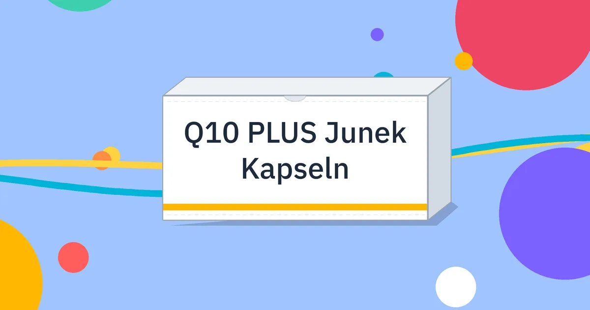 Symbolbild: Packung mit der Aufschrift Q10 PLUS Junek Kapseln (PZN 15613903) – Verfügbarkeit und Bezug in Apotheken in Frankfurt am Main
