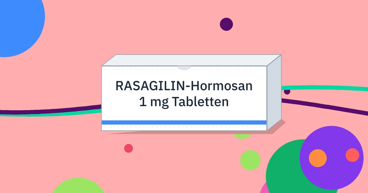 Symbolbild: Packung mit der Aufschrift RASAGILIN-Hormosan 1 mg Tabletten (PZN 11311192) – Verfügbarkeit und Bezug in Apotheken in Frankfurt am Main