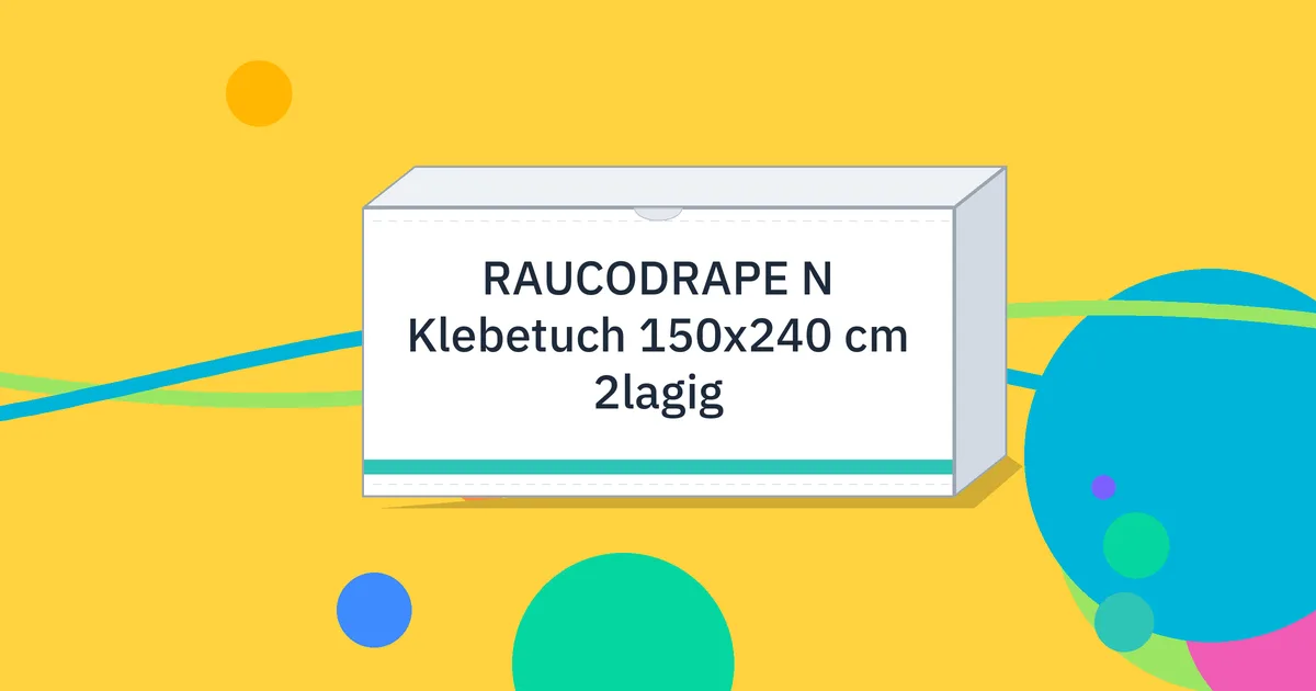 Symbolbild: Packung mit der Aufschrift RAUCODRAPE N Klebetuch 150x240 cm 2lagig (PZN 06162293) – Verfügbarkeit und Bezug in Apotheken in Frankfurt am Main