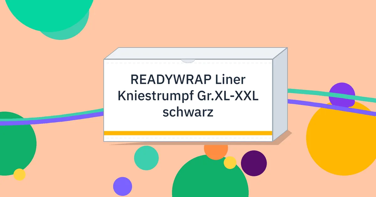 Symbolbild: Packung mit der Aufschrift READYWRAP Liner Kniestrumpf Gr.XL-XXL schwarz (PZN 18017662) – Verfügbarkeit und Bezug in Apotheken in Frankfurt am Main