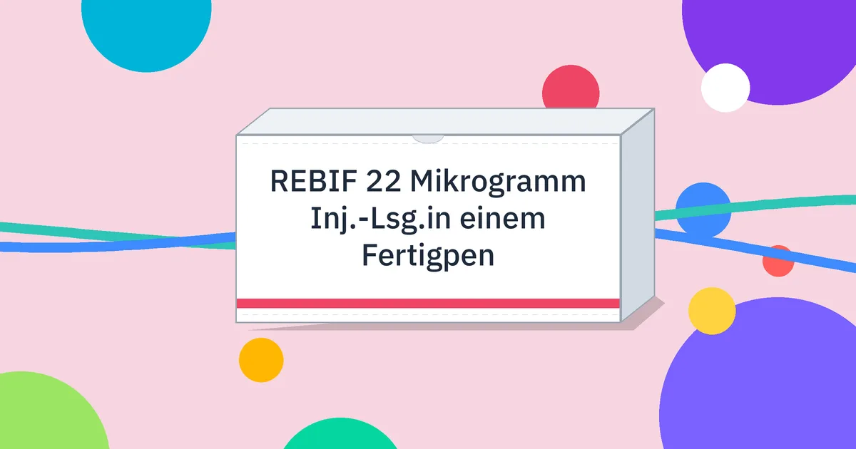 Symbolbild: Packung mit der Aufschrift REBIF 22 Mikrogramm Inj.-Lsg.in einem Fertigpen (PZN 07777192) – Verfügbarkeit und Bezug in Apotheken in Frankfurt am Main