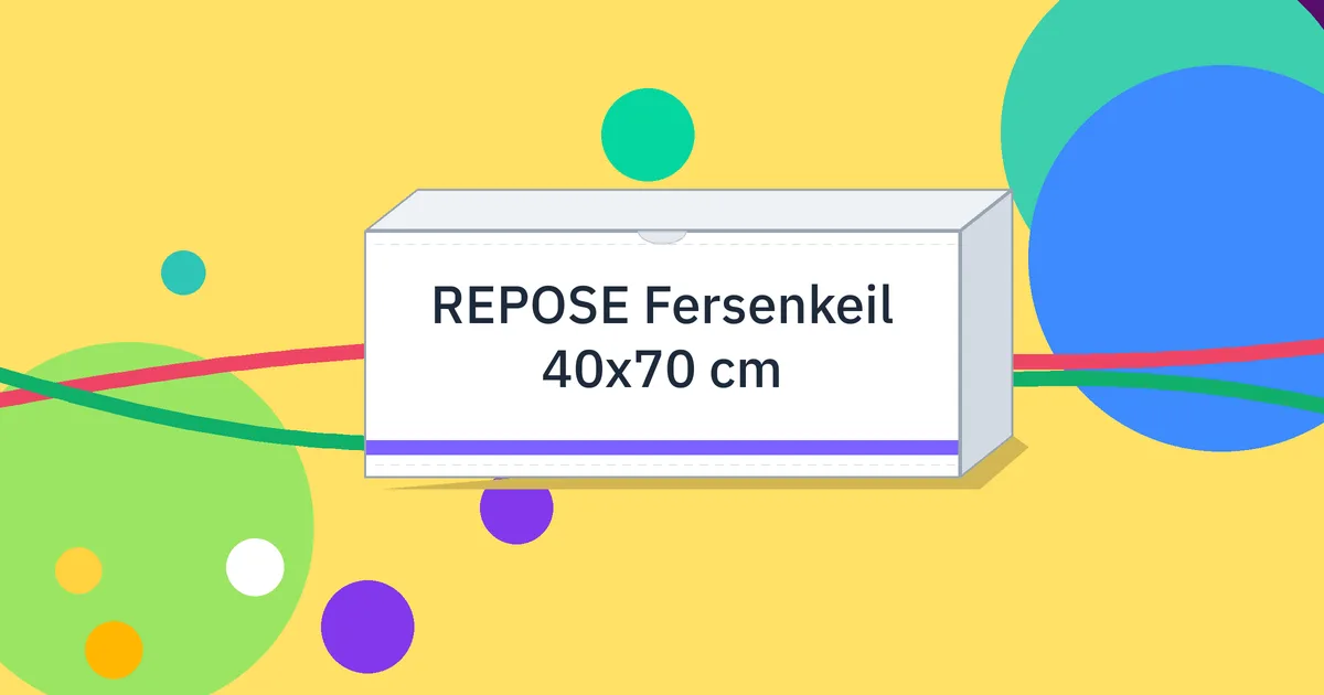 Symbolbild: Packung mit der Aufschrift REPOSE Fersenkeil 40x70 cm (PZN 04353617) – Verfügbarkeit und Bezug in Apotheken in Frankfurt am Main