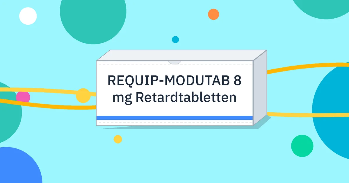 Symbolbild: Packung mit der Aufschrift REQUIP-MODUTAB 8 mg Retardtabletten (PZN 15568433) – Verfügbarkeit und Bezug in Apotheken in Frankfurt am Main