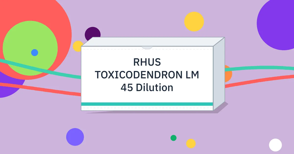 Symbolbild: Packung mit der Aufschrift RHUS TOXICODENDRON LM 45 Dilution (PZN 13053848) – Verfügbarkeit und Bezug in Apotheken in Frankfurt am Main