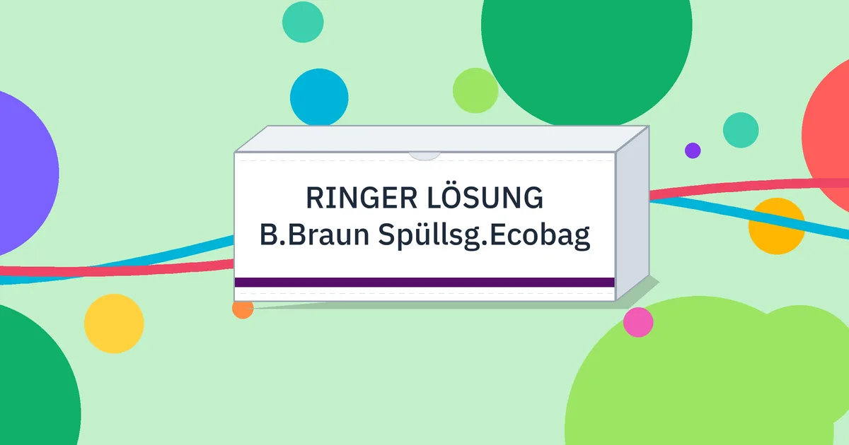 Symbolbild: Packung mit der Aufschrift RINGER LÖSUNG B.Braun Spüllsg.Ecobag (PZN 19885952) – Verfügbarkeit und Bezug in Apotheken in Frankfurt am Main