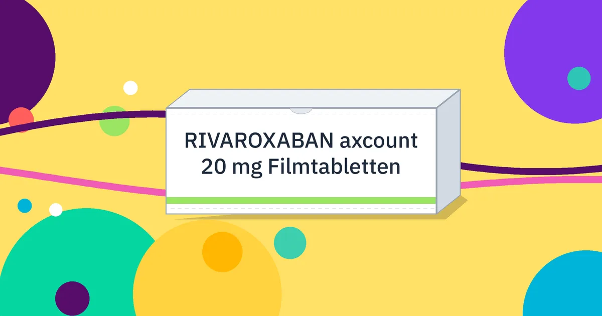 Symbolbild: Packung mit der Aufschrift RIVAROXABAN axcount 20 mg Filmtabletten (PZN 20081561) – Verfügbarkeit und Bezug in Apotheken in Frankfurt am Main