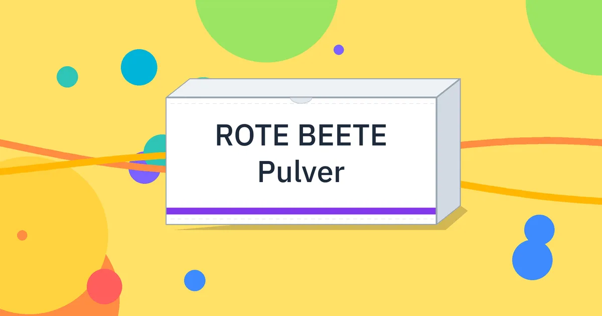 Symbolbild: Packung mit der Aufschrift ROTE BEETE Pulver (PZN 11863431) – Verfügbarkeit und Bezug in Apotheken in Frankfurt am Main