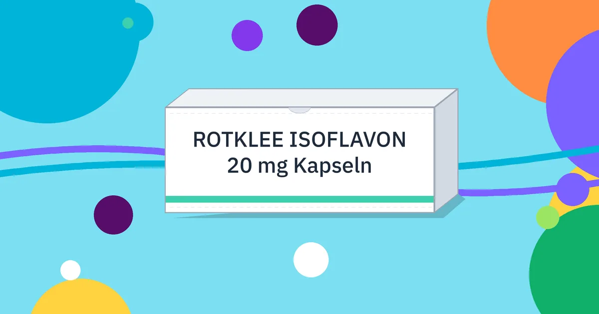 Symbolbild: Packung mit der Aufschrift ROTKLEE ISOFLAVON 20 mg Kapseln (PZN 01455174) – Verfügbarkeit und Bezug in Apotheken in Frankfurt am Main