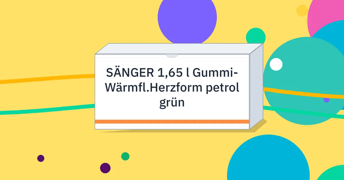 Symbolbild: Packung mit der Aufschrift SÄNGER 1,65 l Gummi-Wärmfl.Herzform petrol grün (PZN 01314396) – Verfügbarkeit und Bezug in Apotheken in Frankfurt am Main