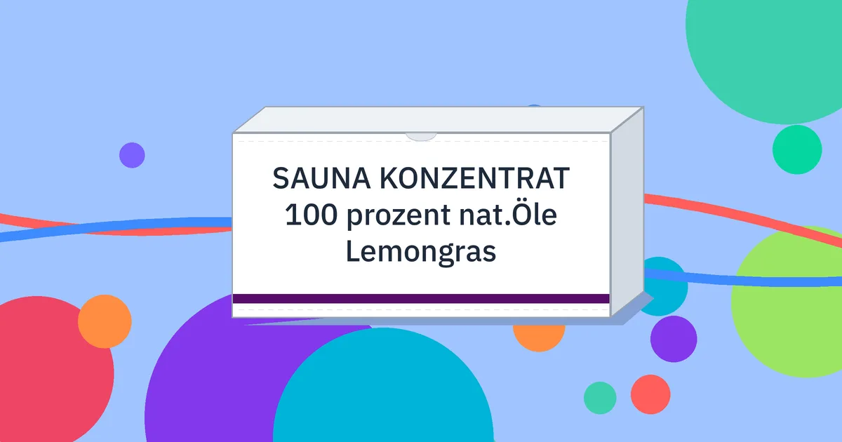 Symbolbild: Packung mit der Aufschrift SAUNA KONZENTRAT 100 prozent nat.Öle Lemongras (PZN 11026675) – Verfügbarkeit und Bezug in Apotheken in Frankfurt am Main