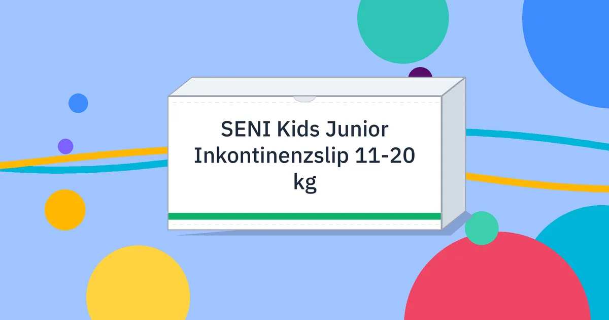 Symbolbild: Packung mit der Aufschrift SENI Kids Junior Inkontinenzslip 11-20 kg (PZN 20286665) – Verfügbarkeit und Bezug in Apotheken in Frankfurt am Main