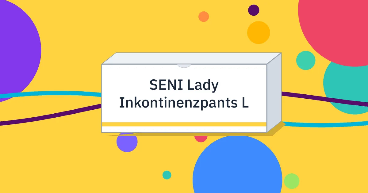 Symbolbild: Packung mit der Aufschrift SENI Lady Inkontinenzpants L (PZN 18168579) – Verfügbarkeit und Bezug in Apotheken in Frankfurt am Main