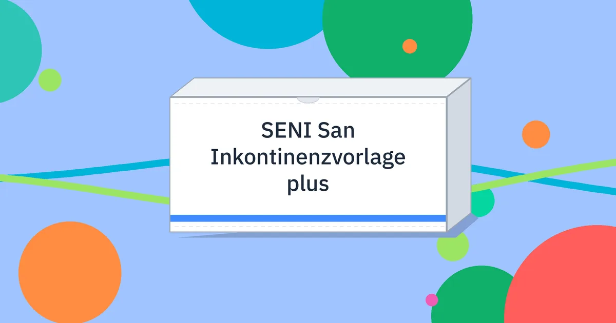 Symbolbild: Packung mit der Aufschrift SENI San Inkontinenzvorlage plus (PZN 18329479) – Verfügbarkeit und Bezug in Apotheken in Frankfurt am Main