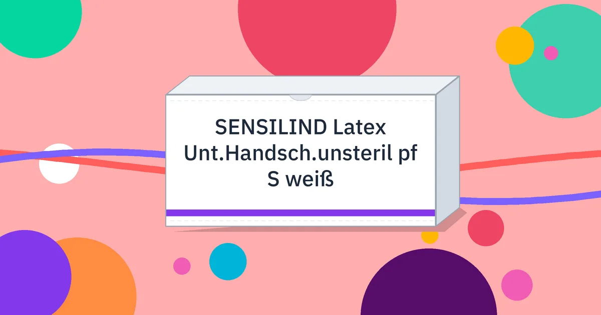 Symbolbild: Packung mit der Aufschrift SENSILIND Latex Unt.Handsch.unsteril pf S weiß (PZN 14353707) – Verfügbarkeit und Bezug in Apotheken in Frankfurt am Main