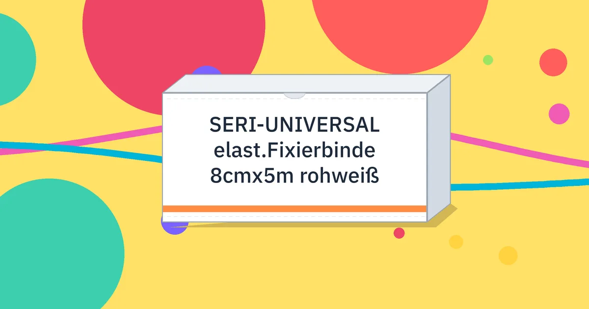 Symbolbild: Packung mit der Aufschrift SERI-UNIVERSAL elast.Fixierbinde 8cmx5m rohweiß (PZN 19837410) – Verfügbarkeit und Bezug in Apotheken in Frankfurt am Main