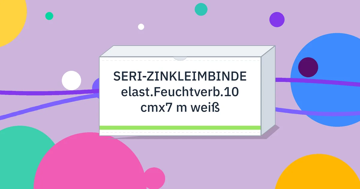 Symbolbild: Packung mit der Aufschrift SERI-ZINKLEIMBINDE elast.Feuchtverb.10 cmx7 m weiß (PZN 19837462) – Verfügbarkeit und Bezug in Apotheken in Frankfurt am Main