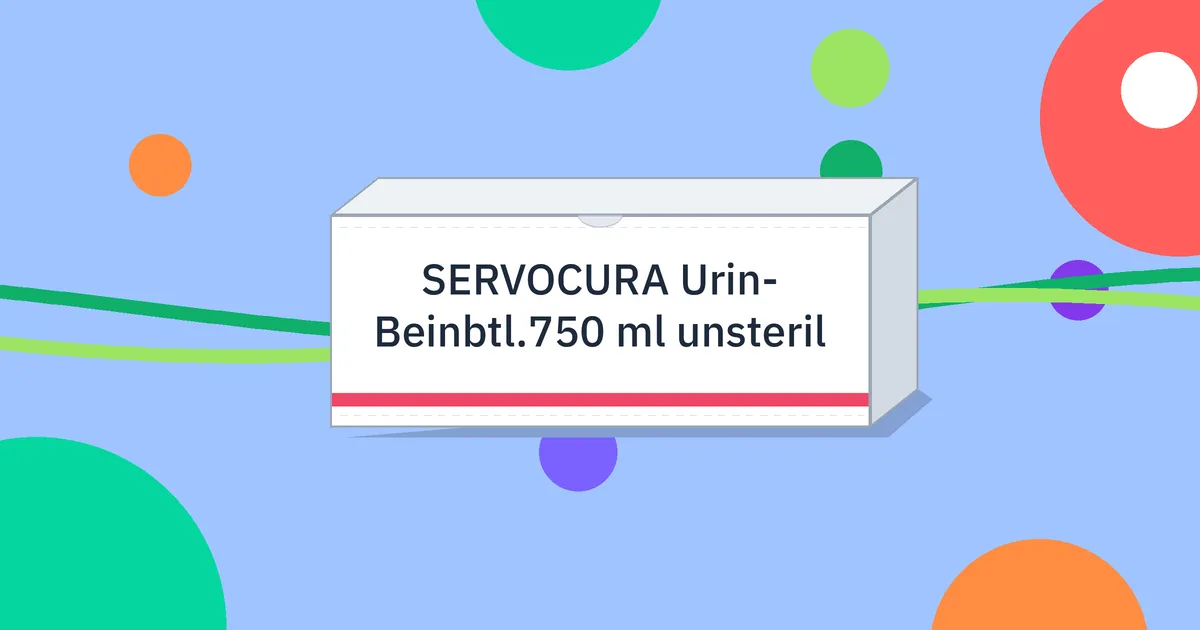 Symbolbild: Packung mit der Aufschrift SERVOCURA Urin-Beinbtl.750 ml unsteril (PZN 17364350) – Verfügbarkeit und Bezug in Apotheken in Frankfurt am Main