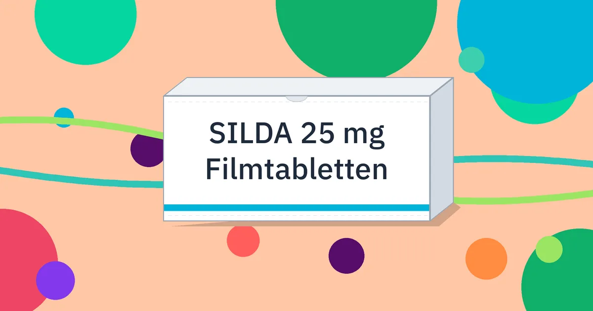 Symbolbild: Packung mit der Aufschrift SILDA 25 mg Filmtabletten (PZN 01789343) – Verfügbarkeit und Bezug in Apotheken in Frankfurt am Main