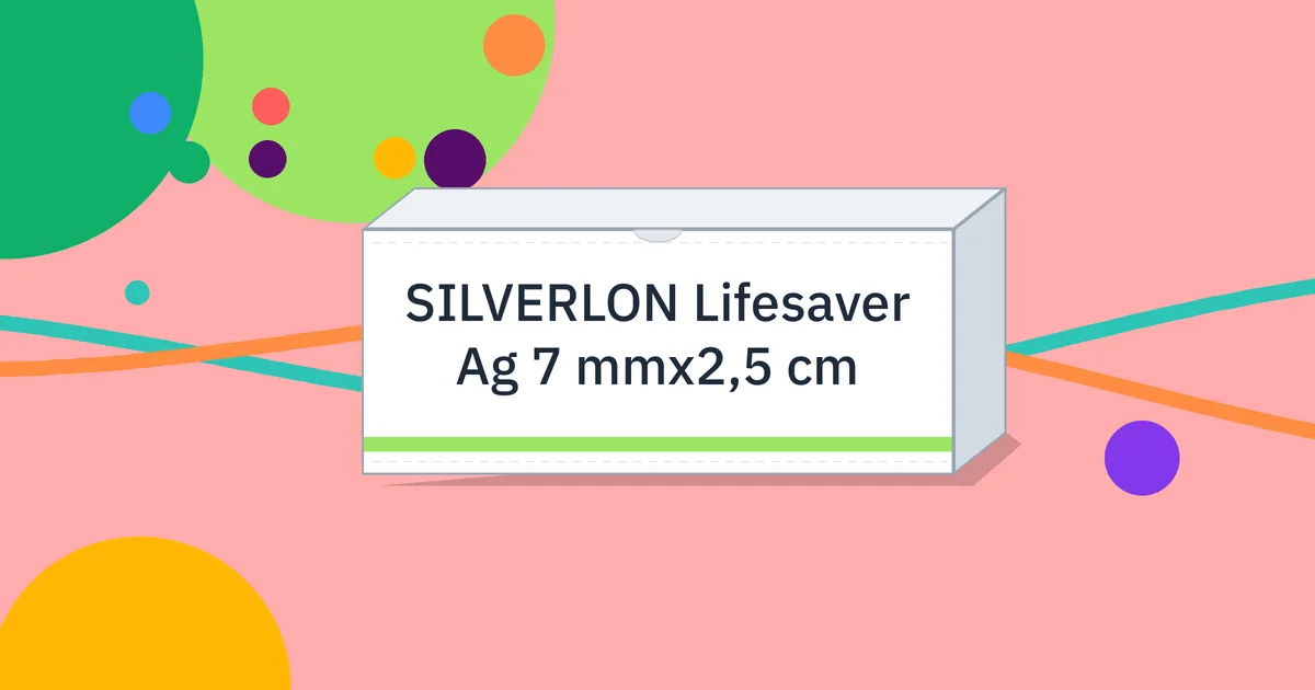 Symbolbild: Packung mit der Aufschrift SILVERLON Lifesaver Ag 7 mmx2,5 cm (PZN 11194243) – Verfügbarkeit und Bezug in Apotheken in Frankfurt am Main