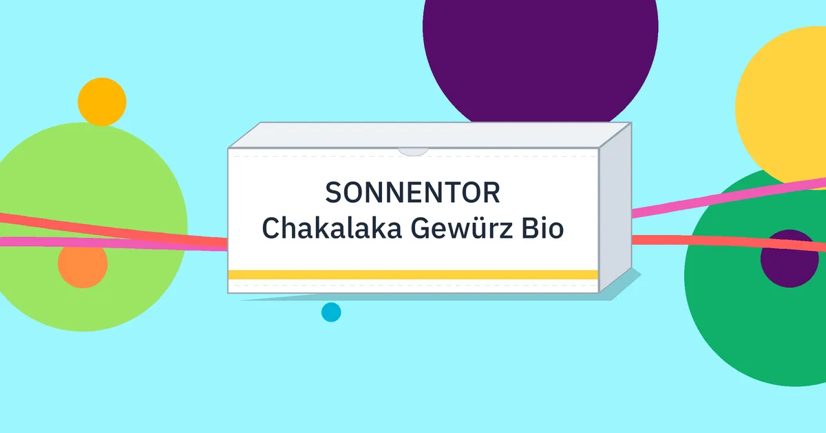 Symbolbild: Packung mit der Aufschrift SONNENTOR Chakalaka Gewürz Bio (PZN 18904251) – Verfügbarkeit und Bezug in Apotheken in Frankfurt am Main