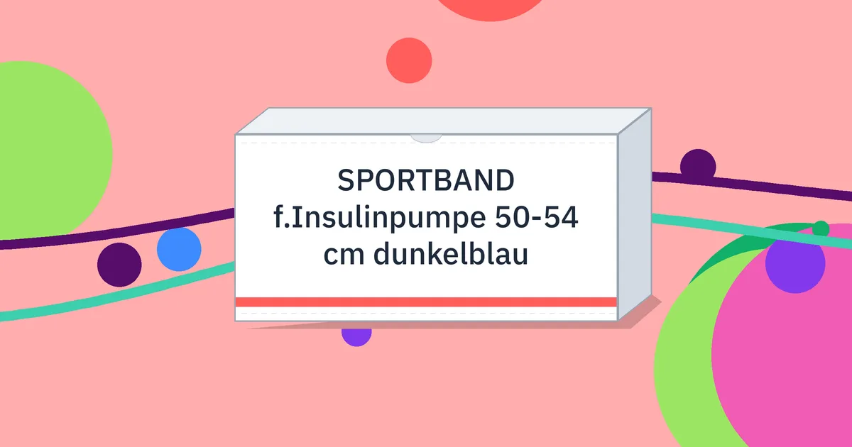 Symbolbild: Packung mit der Aufschrift SPORTBAND f.Insulinpumpe 50-54 cm dunkelblau (PZN 11552688) – Verfügbarkeit und Bezug in Apotheken in Frankfurt am Main