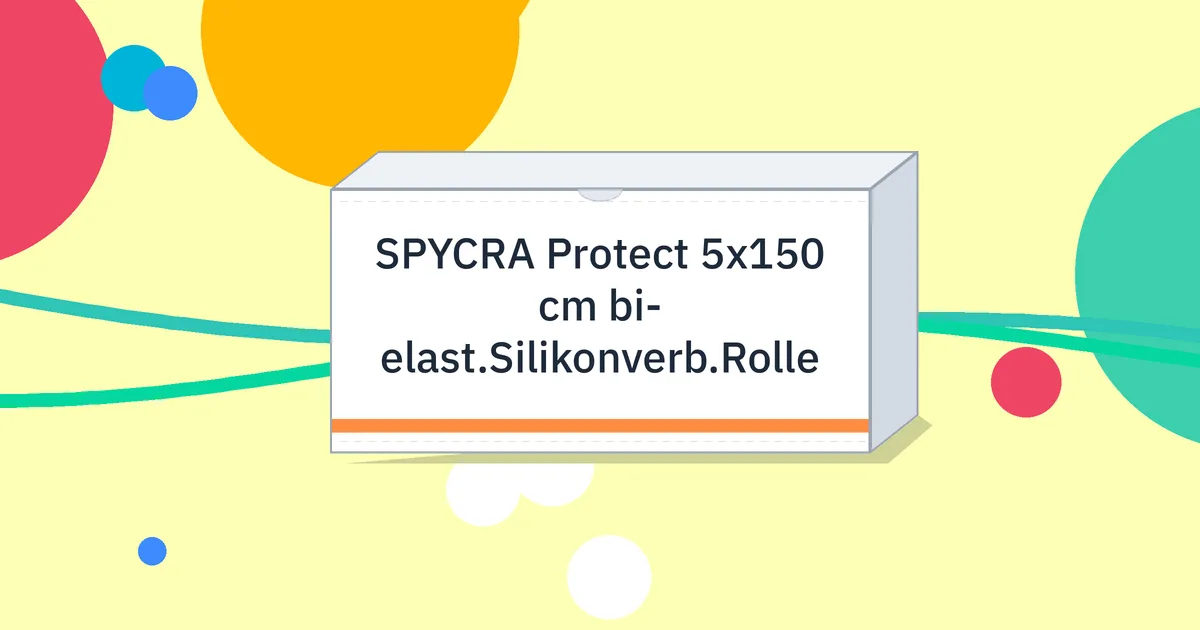 Symbolbild: Packung mit der Aufschrift SPYCRA Protect 5x150 cm bi-elast.Silikonverb.Rolle (PZN 18038204) – Verfügbarkeit und Bezug in Apotheken in Frankfurt am Main