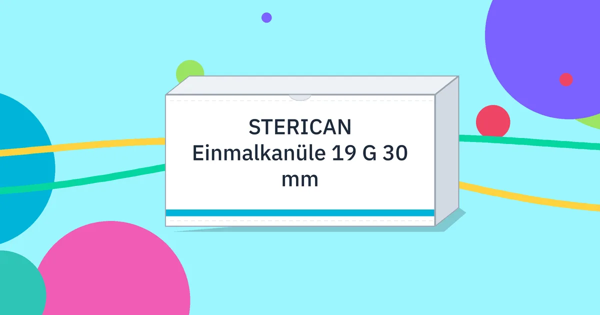 Symbolbild: Packung mit der Aufschrift STERICAN Einmalkanüle 19 G 30 mm (PZN 18746639) – Verfügbarkeit und Bezug in Apotheken in Frankfurt am Main