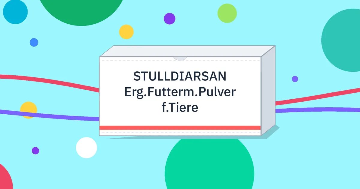 Symbolbild: Packung mit der Aufschrift STULLDIARSAN Erg.Futterm.Pulver f.Tiere (PZN 19359778) – Verfügbarkeit und Bezug in Apotheken in Frankfurt am Main