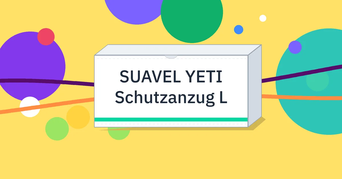 Symbolbild: Packung mit der Aufschrift SUAVEL YETI Schutzanzug L (PZN 18153081) – Verfügbarkeit und Bezug in Apotheken in Frankfurt am Main