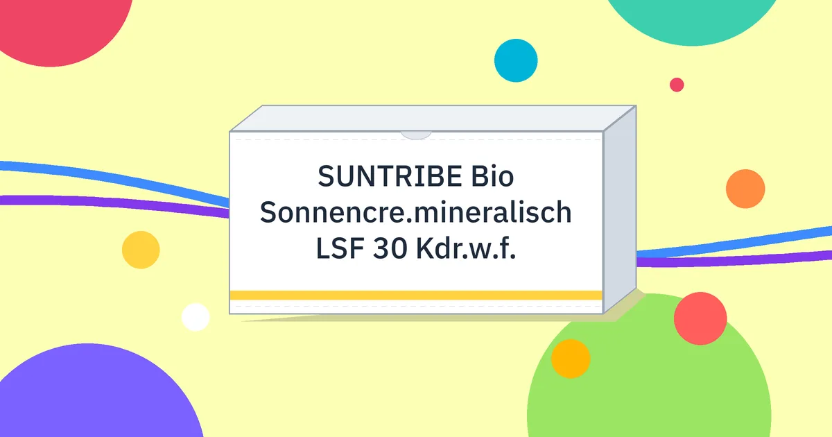 Symbolbild: Packung mit der Aufschrift SUNTRIBE Bio Sonnencre.mineralisch LSF 30 Kdr.w.f. (PZN 16703123) – Verfügbarkeit und Bezug in Apotheken in Frankfurt am Main