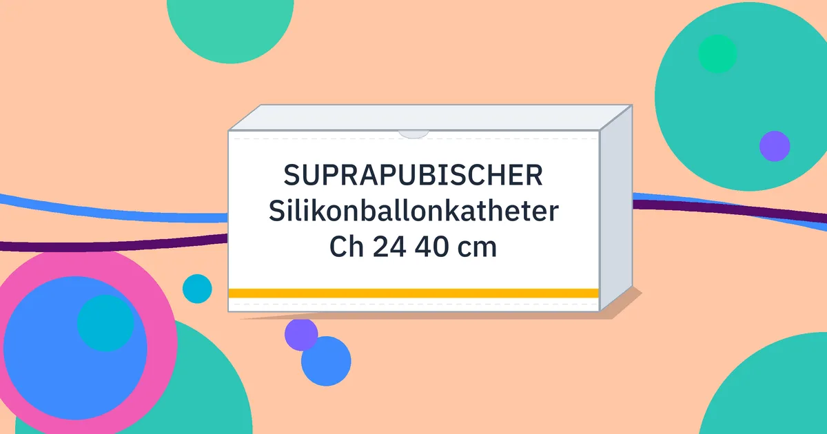 Symbolbild: Packung mit der Aufschrift SUPRAPUBISCHER Silikonballonkatheter Ch 24 40 cm (PZN 04712051) – Verfügbarkeit und Bezug in Apotheken in Frankfurt am Main