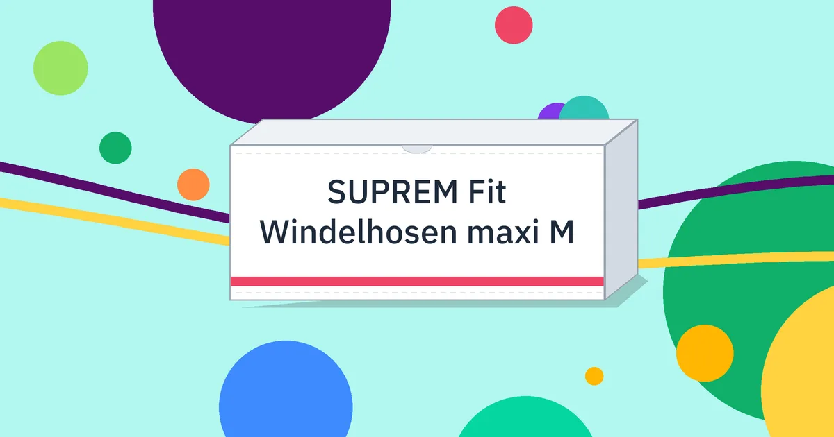 Symbolbild: Packung mit der Aufschrift SUPREM Fit Windelhosen maxi M (PZN 08835218) – Verfügbarkeit und Bezug in Apotheken in Frankfurt am Main