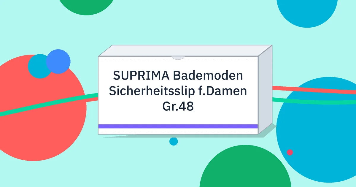 Symbolbild: Packung mit der Aufschrift SUPRIMA Bademoden Sicherheitsslip f.Damen Gr.48 (PZN 09222305) – Verfügbarkeit und Bezug in Apotheken in Frankfurt am Main