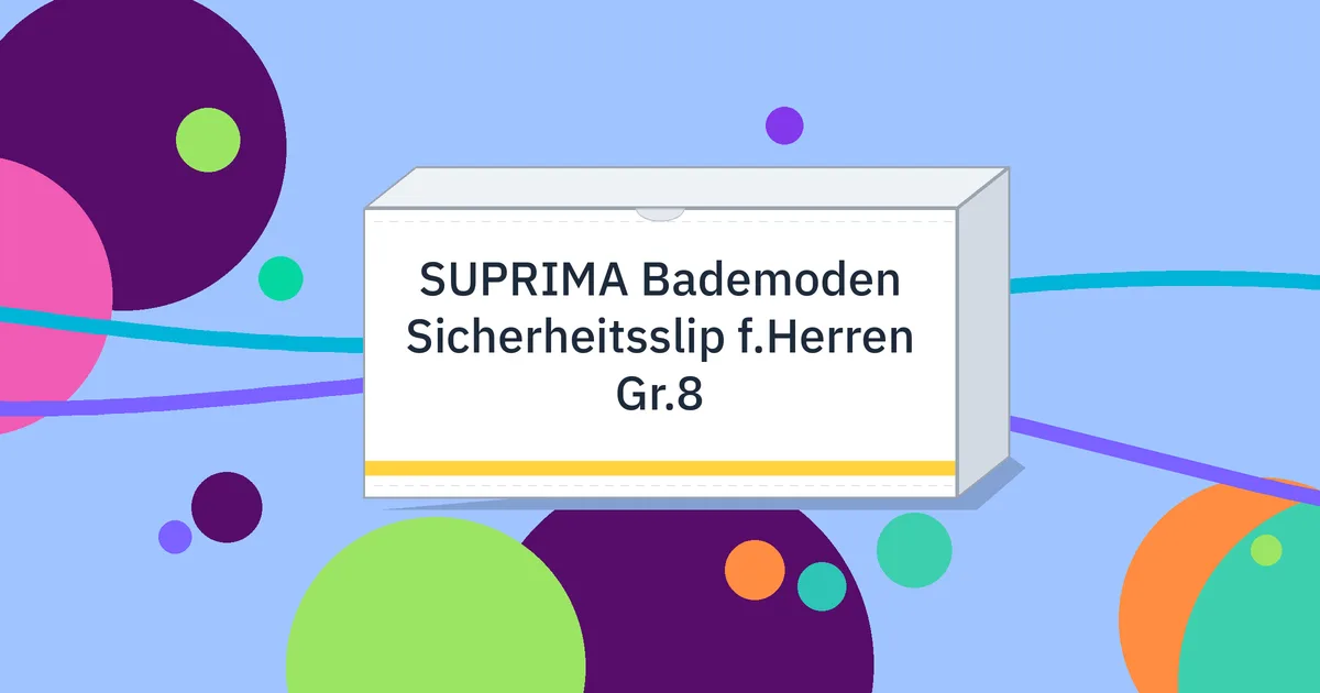 Symbolbild: Packung mit der Aufschrift SUPRIMA Bademoden Sicherheitsslip f.Herren Gr.8 (PZN 09222423) – Verfügbarkeit und Bezug in Apotheken in Frankfurt am Main