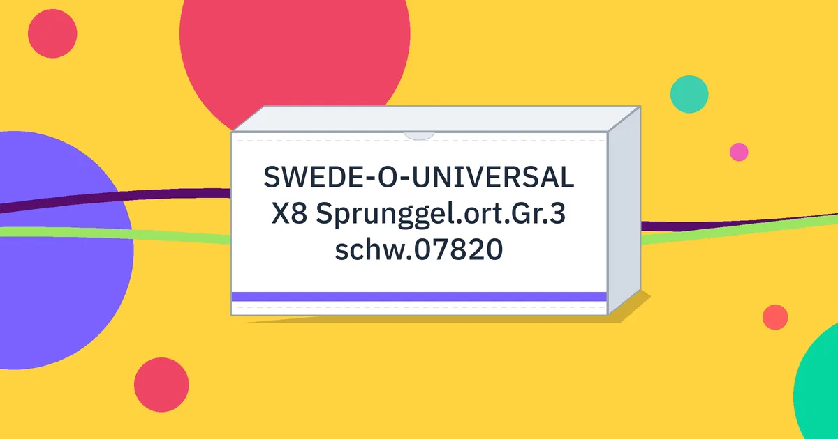 Symbolbild: Packung mit der Aufschrift SWEDE-O-UNIVERSAL X8 Sprunggel.ort.Gr.3 schw.07820 (PZN 07223223) – Verfügbarkeit und Bezug in Apotheken in Frankfurt am Main