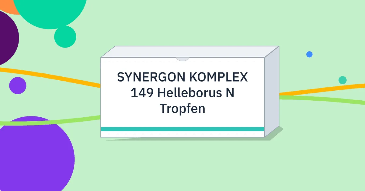 Symbolbild: Packung mit der Aufschrift SYNERGON KOMPLEX 149 Helleborus N Tropfen (PZN 04905531) – Verfügbarkeit und Bezug in Apotheken in Frankfurt am Main