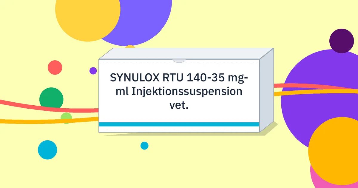 Symbolbild: Packung mit der Aufschrift SYNULOX RTU 140-35 mg-ml Injektionssuspension vet. (PZN 08516051) – Verfügbarkeit und Bezug in Apotheken in Frankfurt am Main