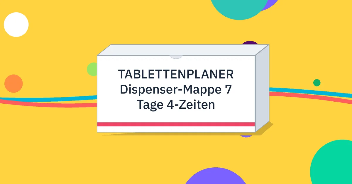 Symbolbild: Packung mit der Aufschrift TABLETTENPLANER Dispenser-Mappe 7 Tage 4-Zeiten (PZN 10915947) – Verfügbarkeit und Bezug in Apotheken in Frankfurt am Main