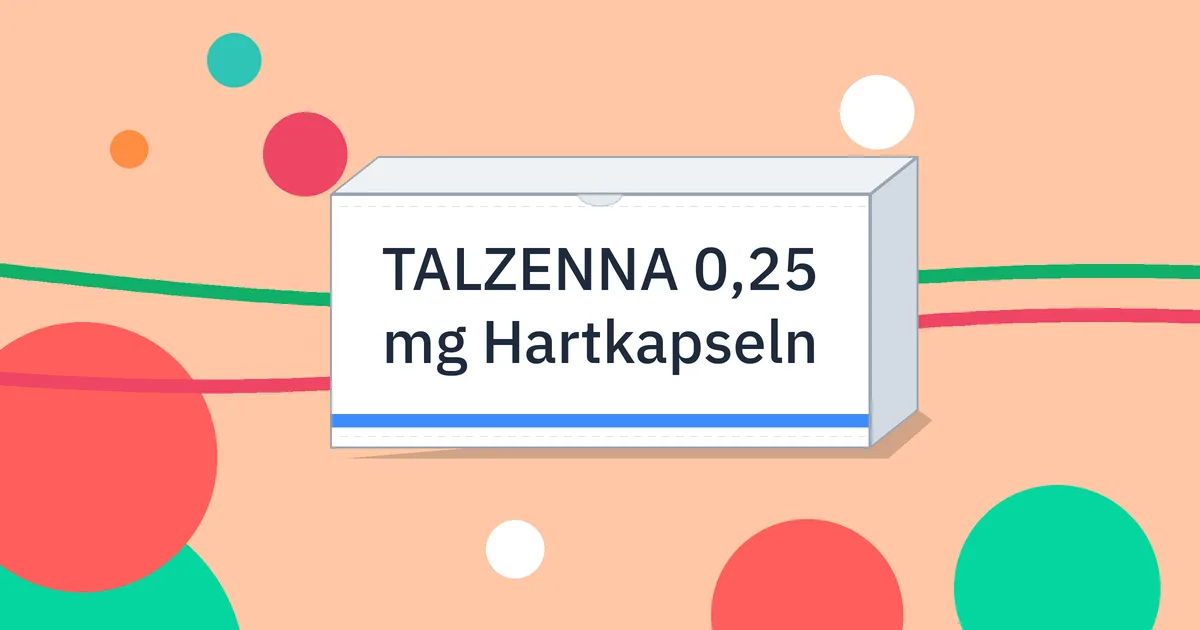 Symbolbild: Packung mit der Aufschrift TALZENNA 0,25 mg Hartkapseln (PZN 19797515) – Verfügbarkeit und Bezug in Apotheken in Frankfurt am Main