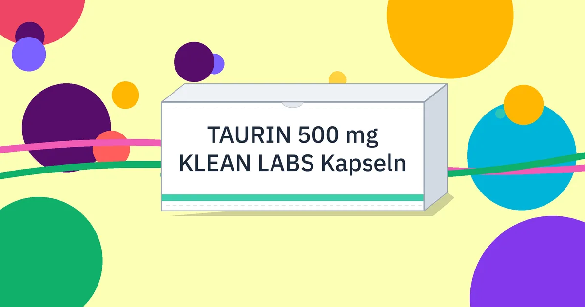 Symbolbild: Packung mit der Aufschrift TAURIN 500 mg KLEAN LABS Kapseln (PZN 19397885) – Verfügbarkeit und Bezug in Apotheken in Frankfurt am Main